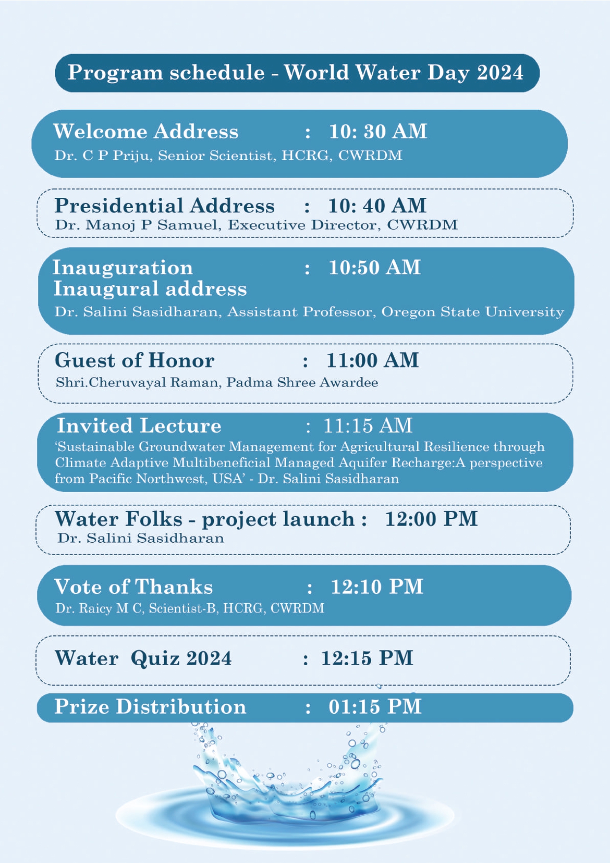 Observance of World Water Day 2024 | CWRDM - Centre for Water Resources ...